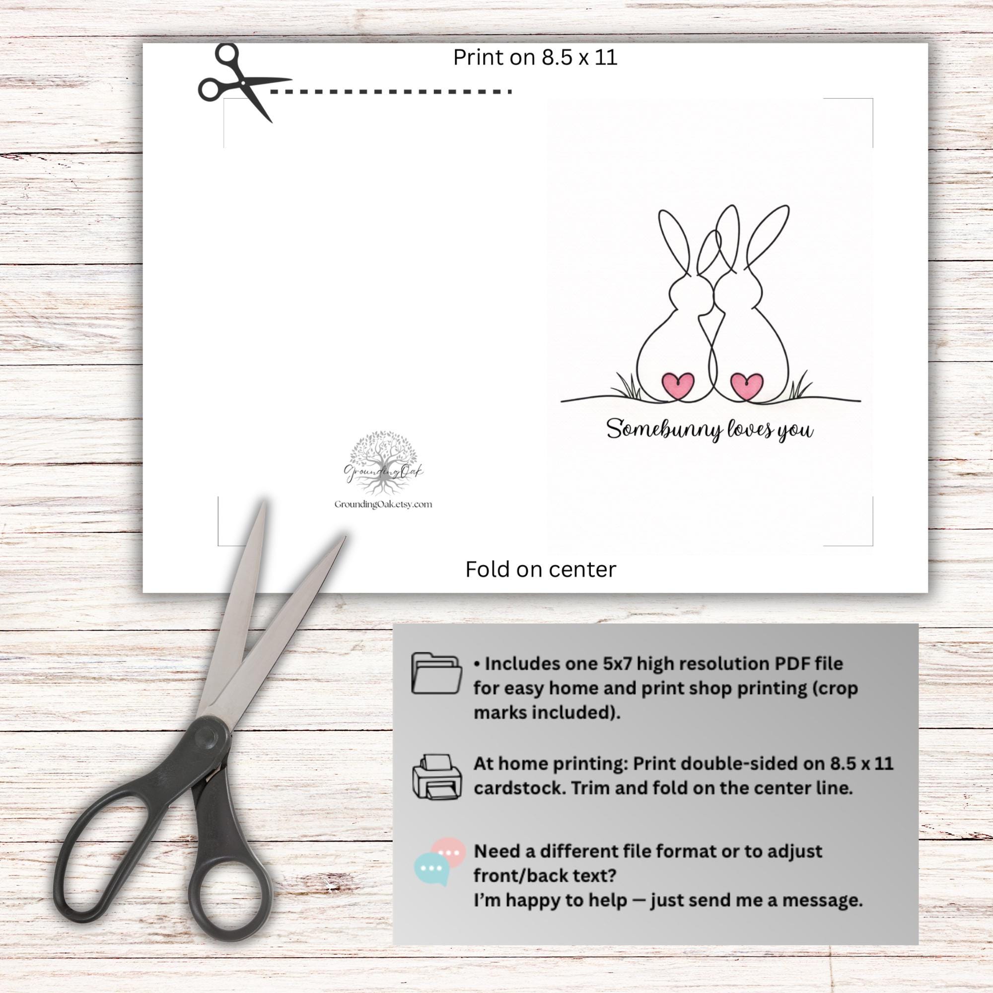 Printable Easter Card, Somebunny Loves You Card, Cute Bunny Card ...