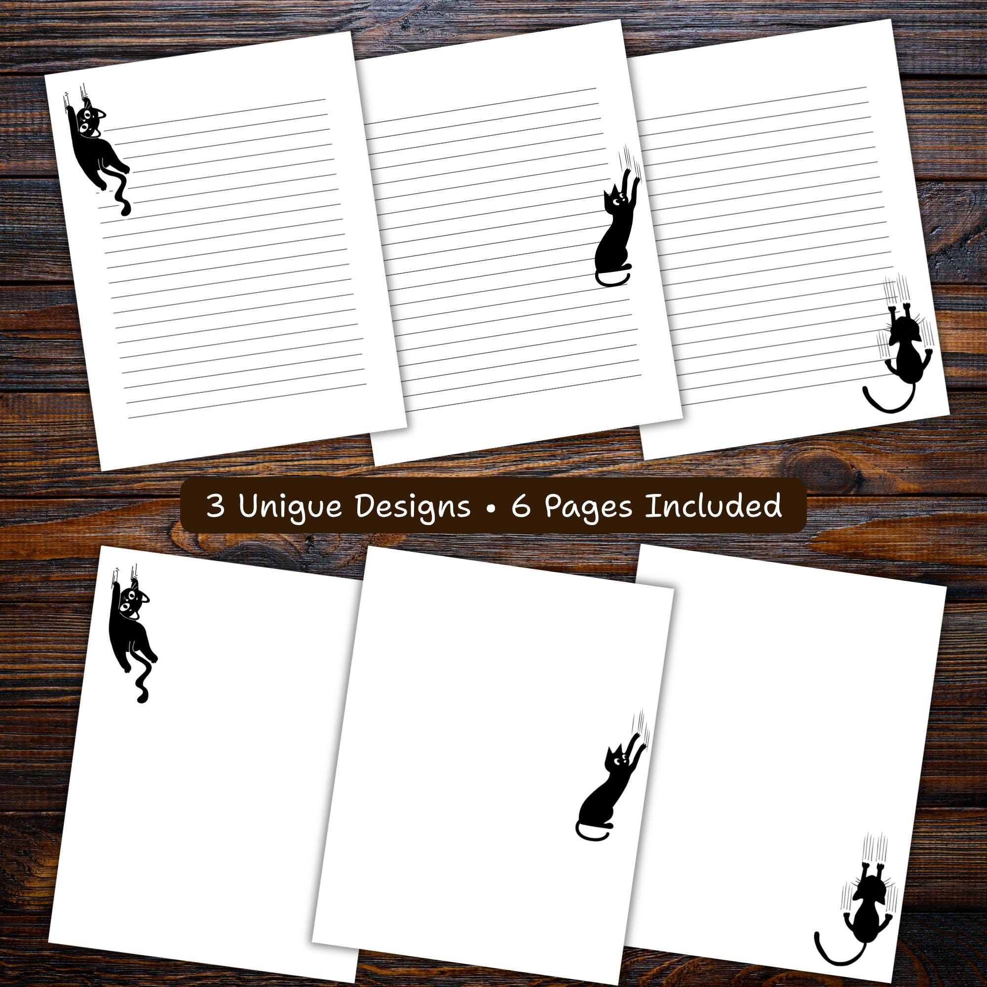 Cute Cat Writing Paper Printable, Cat Lover Stationery, Journal Pages ...