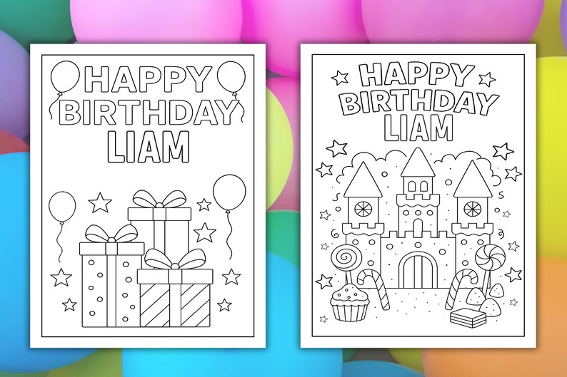Personalized Birthday Coloring Pages: Custom Name & Age (PDF Download ...