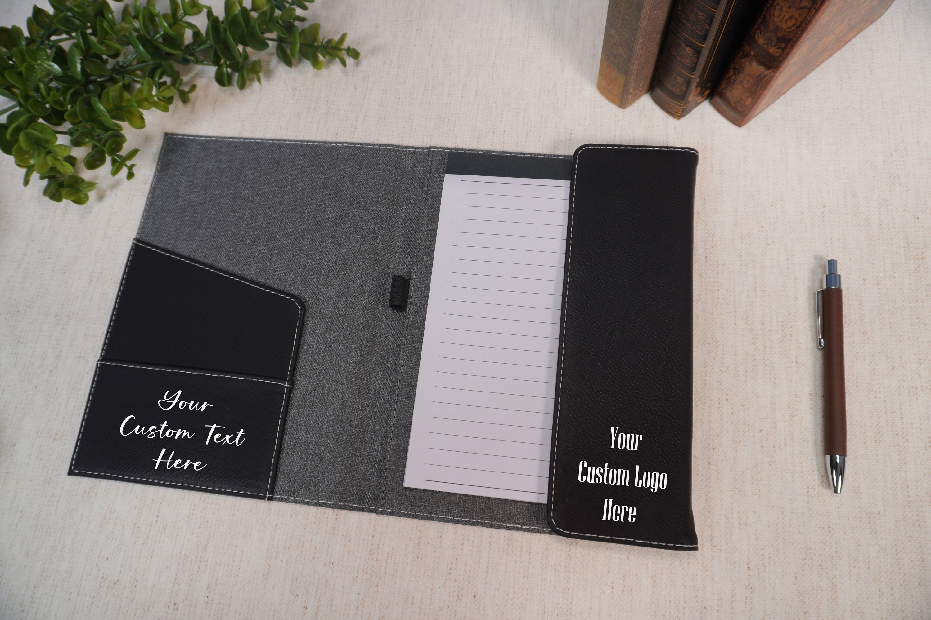 Custom Leather Portfolio, Office Gift for Her, Personalized Padfolio ...