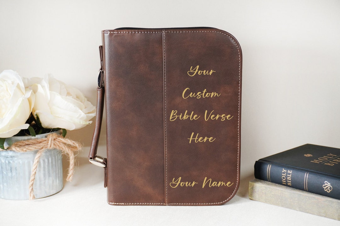 Custom Leather Bible Cover, Personalized Bible Case, Engraved Large ...