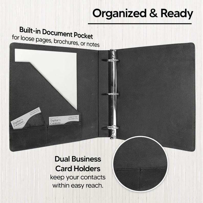 Business 3 Ring Binder, Custom Binder Cover, Engraved Binder, Vegan ...
