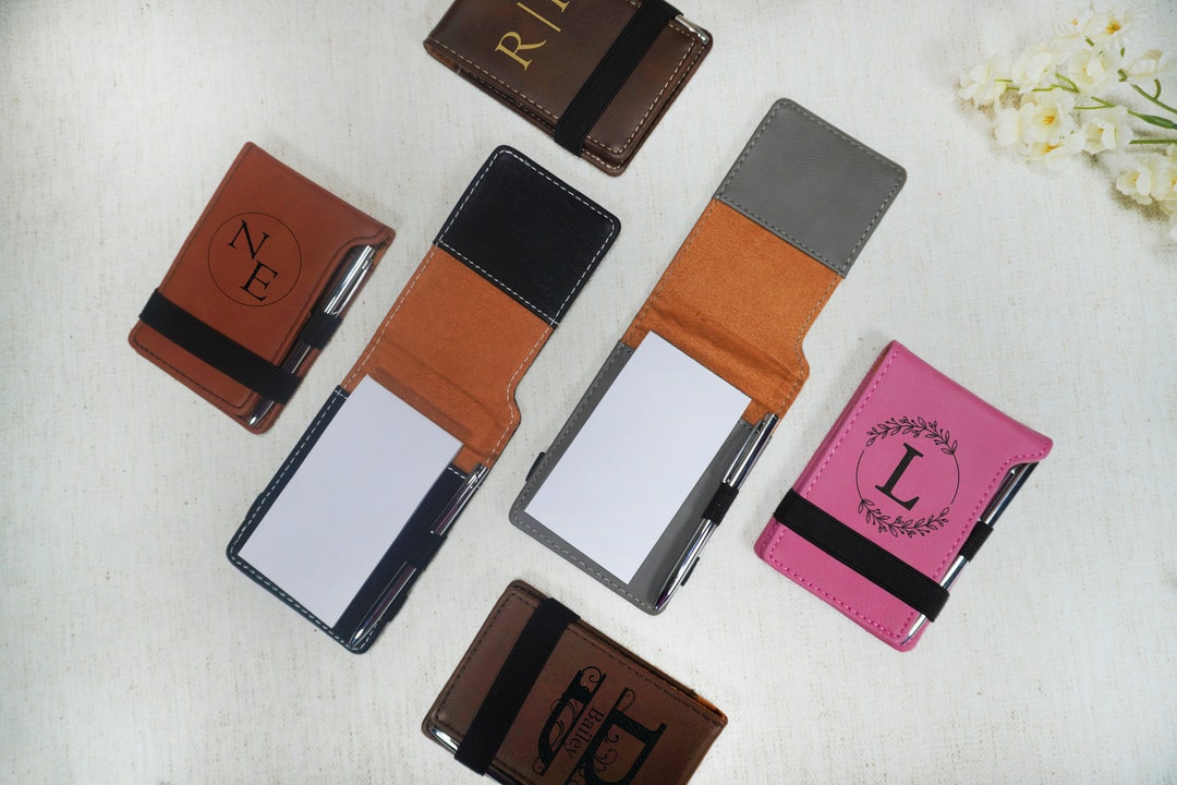 Custom Pocket Notebook With Pen, Refillable Personalized Leather ...