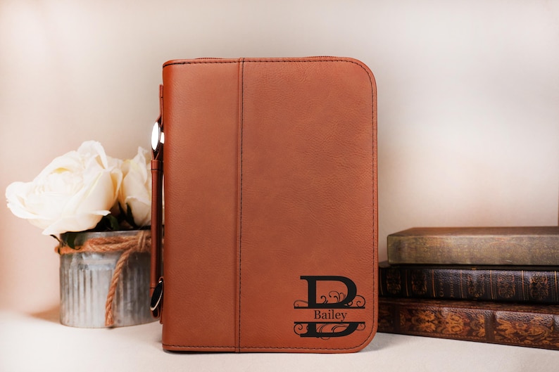 Custom Bible Case, Personalized Leather Bible Cover, Named Large Book ...
