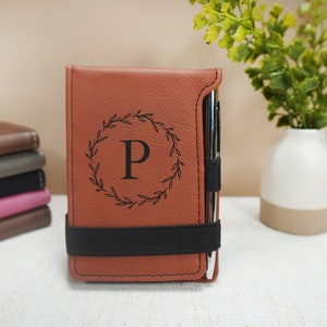 Custom Pocket Notebook With Pen, Refillable Personalized Leather ...