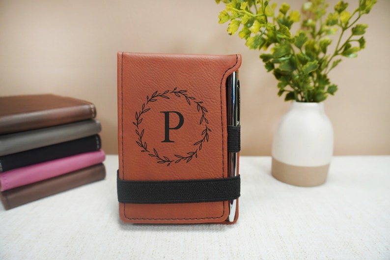 Custom Pocket Notebook With Pen, Refillable Personalized Leather ...