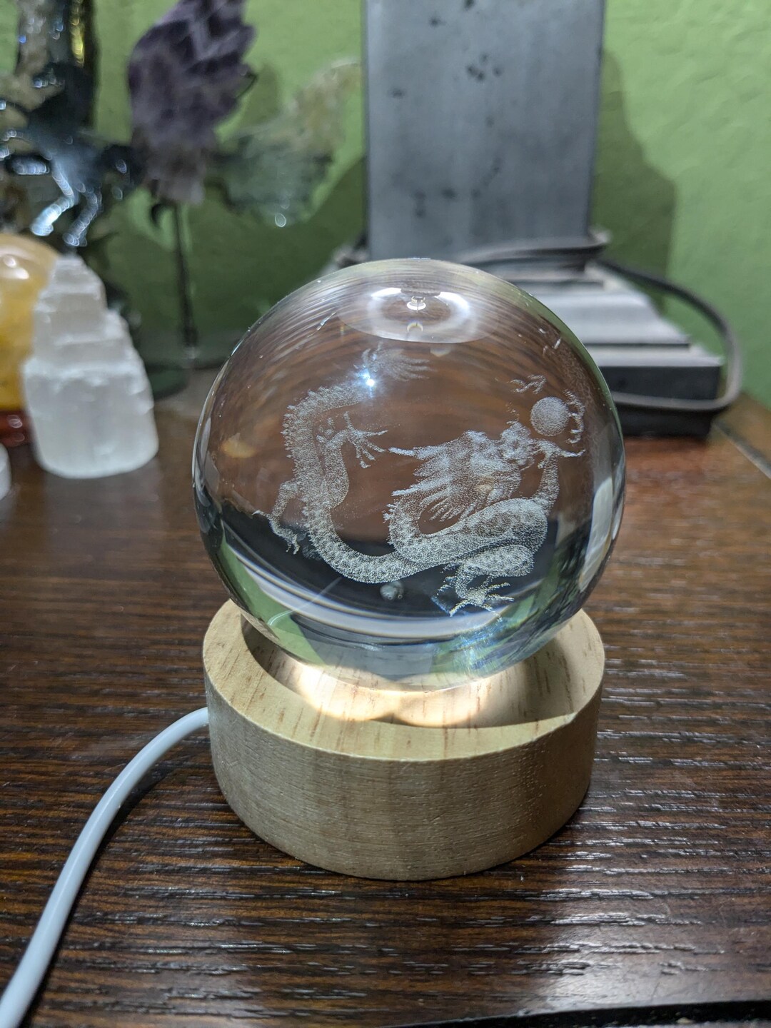Dragon Engraved Sphere With Color Changing Stand - Etsy