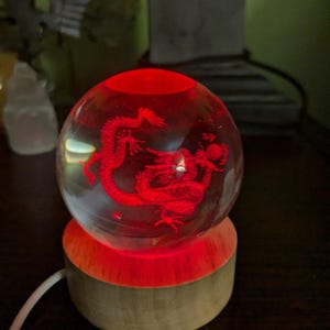 Dragon Engraved Sphere With Color Changing Stand - Etsy