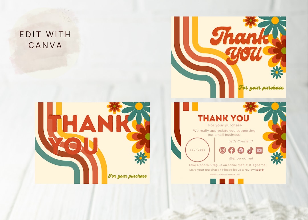 Retro - Thank You Card - Etsy