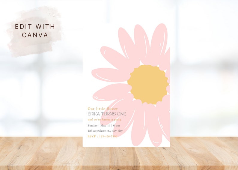 Pink Flower Party Invitation. - Etsy