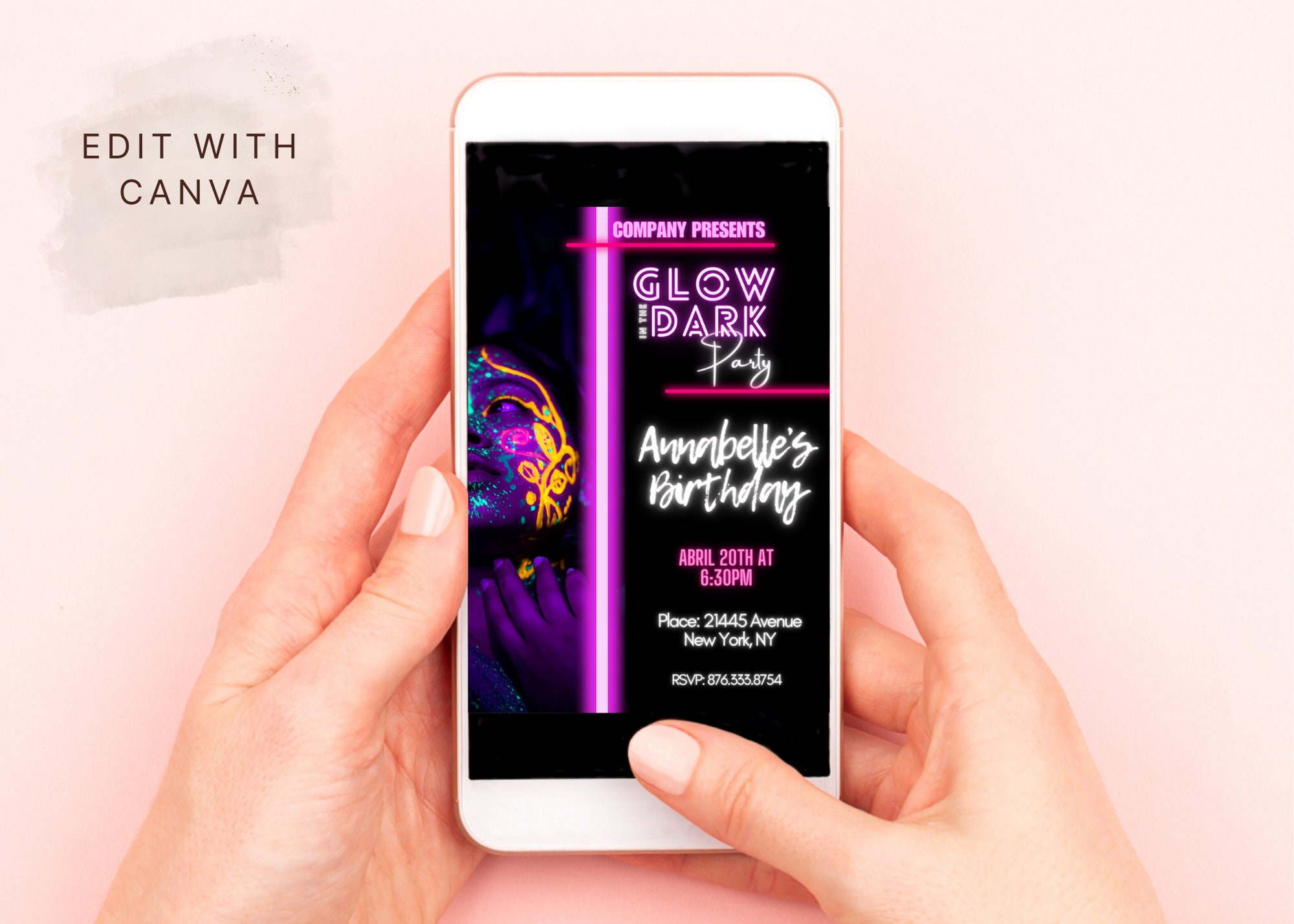 Glow/ Neon Party Invitation - Etsy