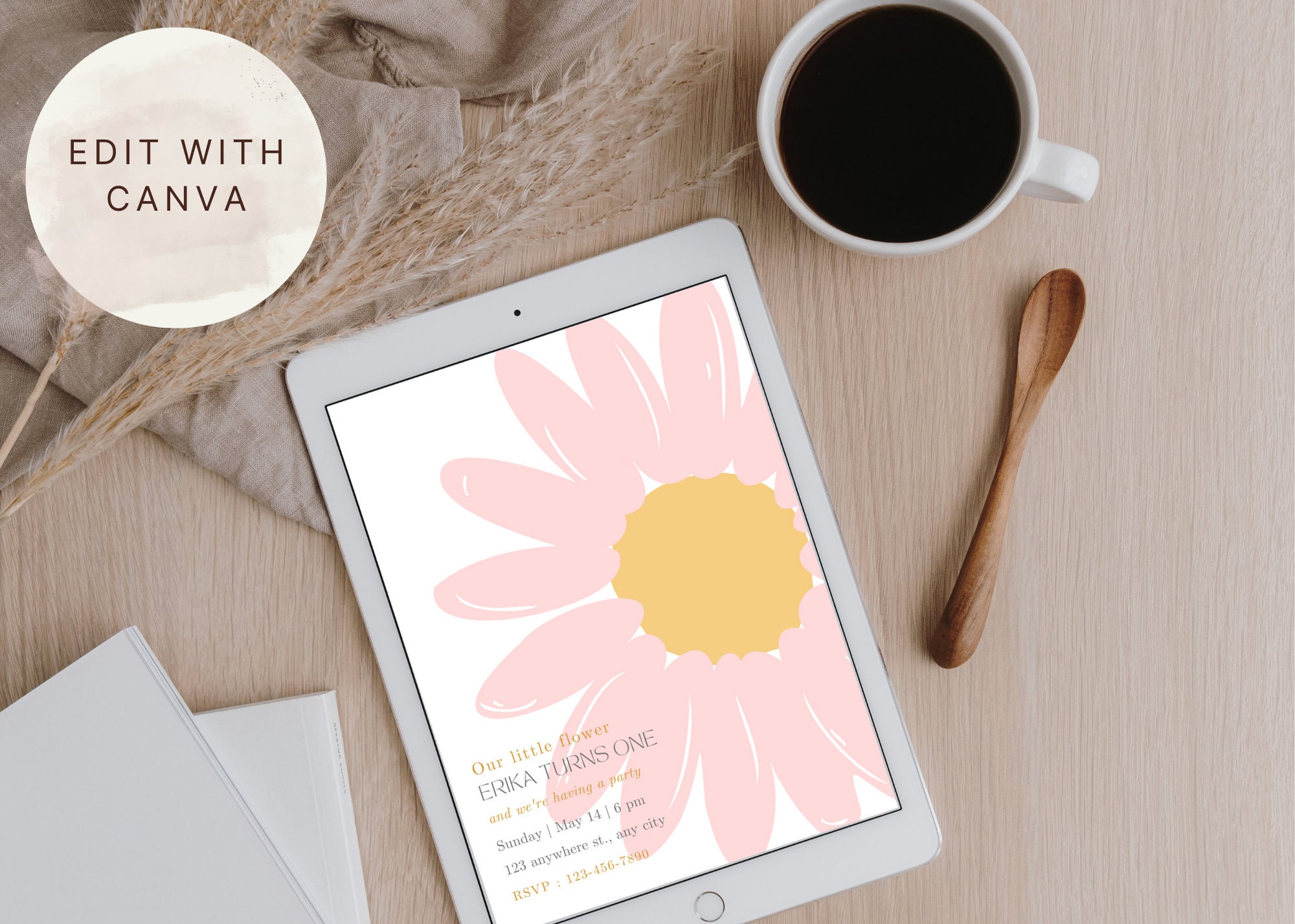Pink Flower Party Invitation. - Etsy