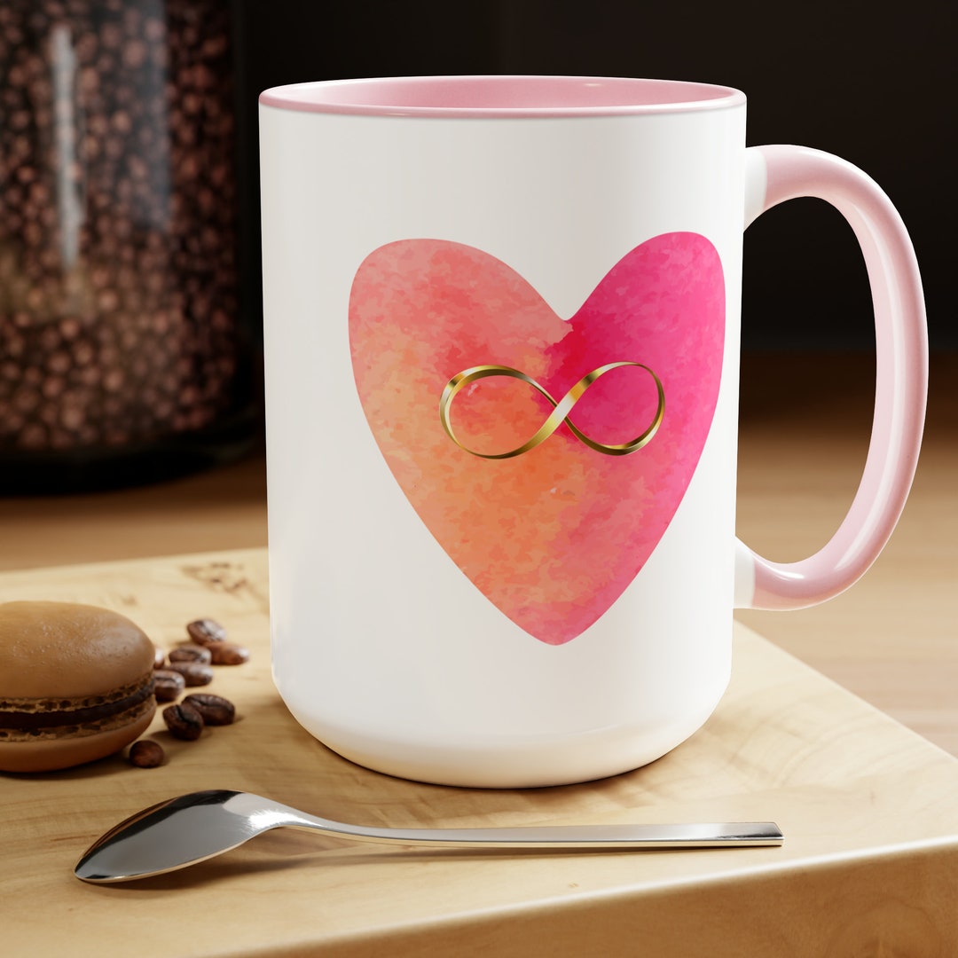 Pink Heart Infinity Mug, Valentine's Mug, Valentines Day Coffee Mug, 15 ...