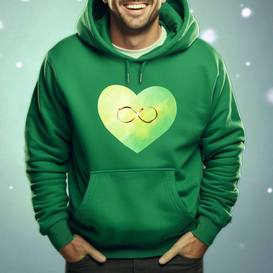 Green Infinity Heart Hoodie: St. Patrick's Day Lover Gift - Etsy
