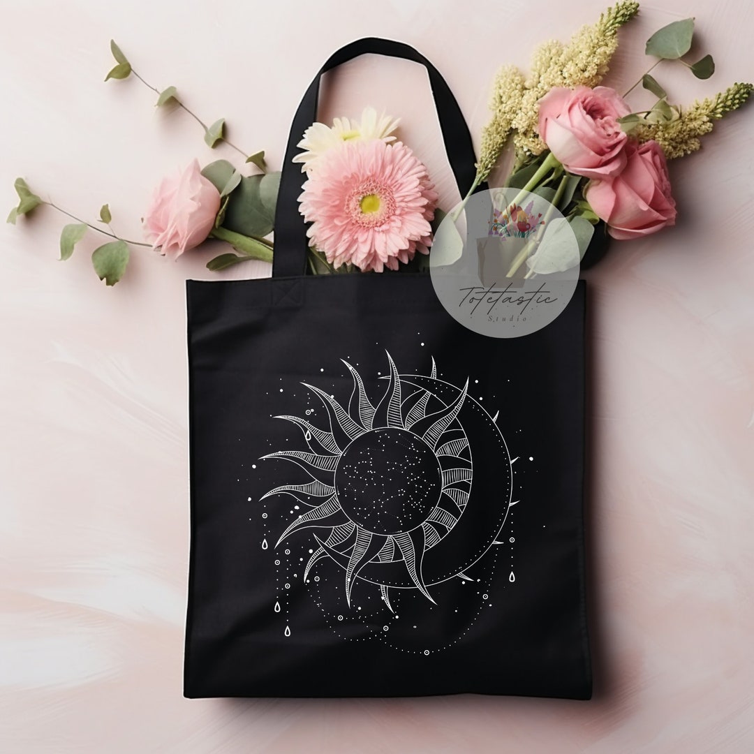 Sun and Moon Tote Bag Sun and Moon Outline Design Tote Bags Luna Y Sol ...