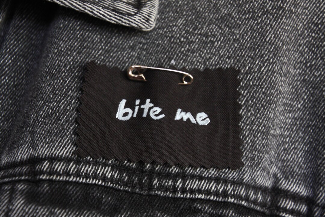 Bite Me Small Sew on Fabric Lino Printed Punk Patch - Etsy