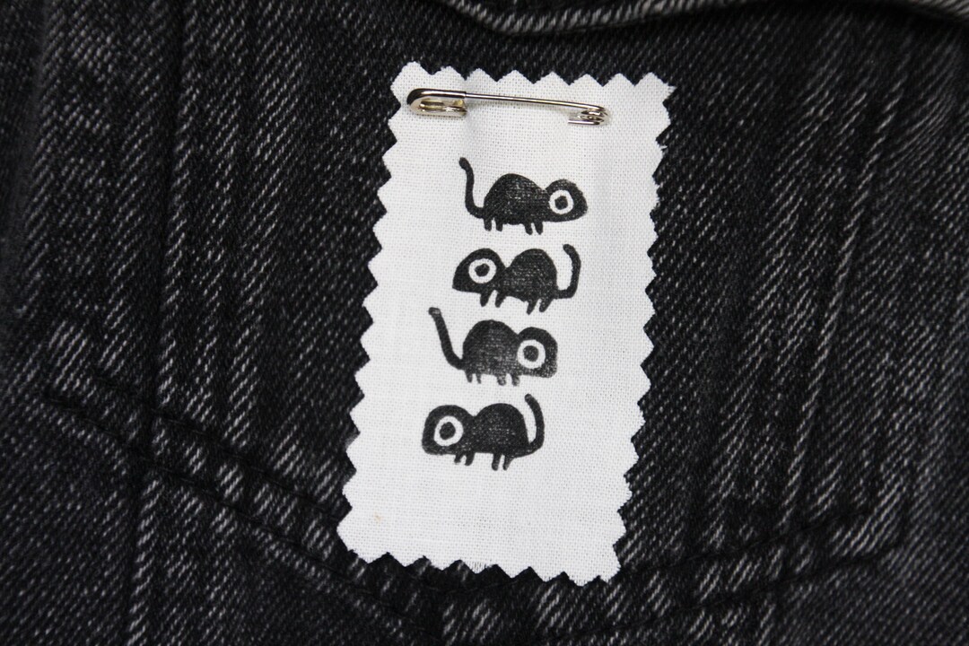 Little Creatures - Small Sew on Fabric Lino Printed Rat Patch - Etsy