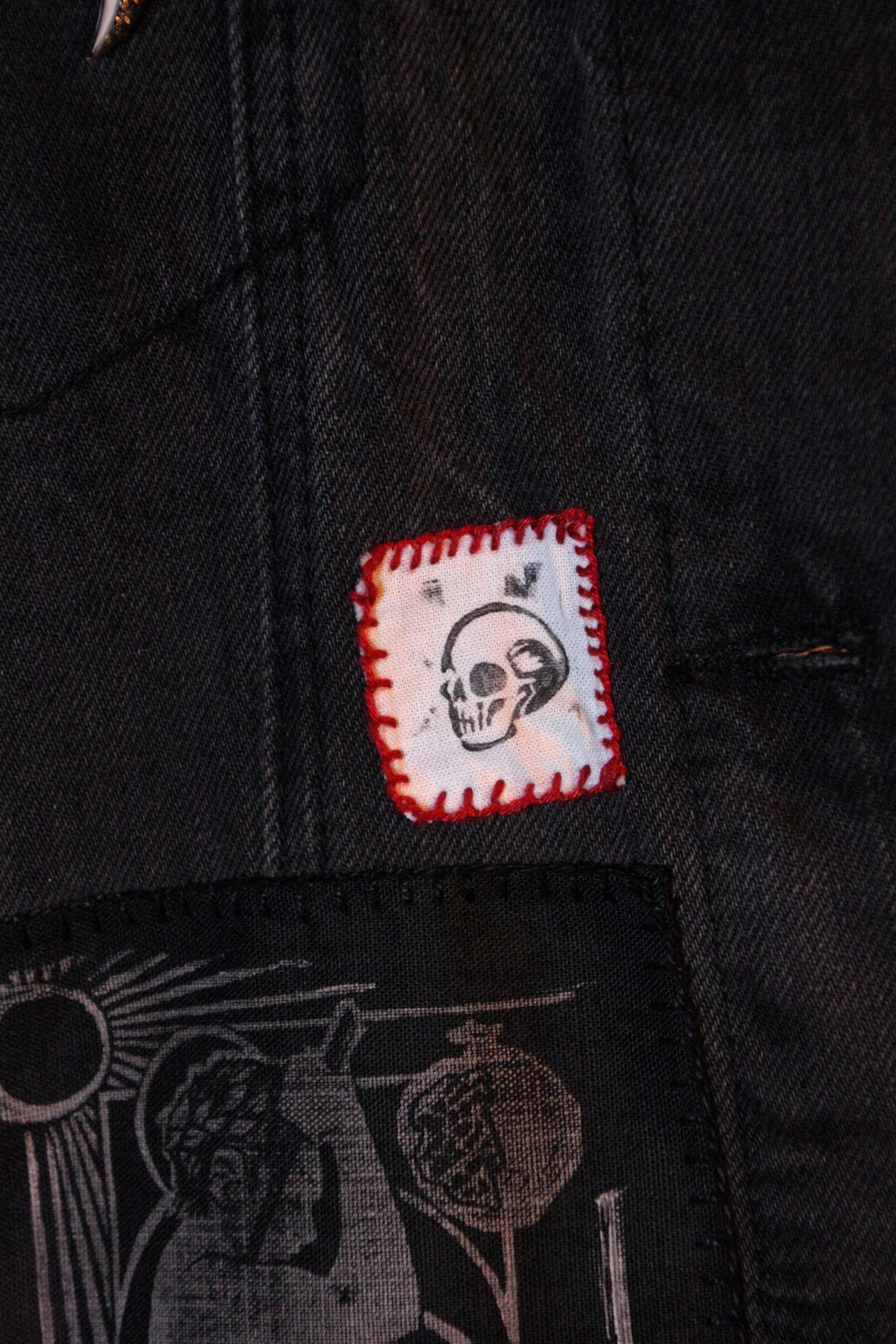 Thick Skull Mini Sew-on Fabric Lino Print Skull Patch - Etsy