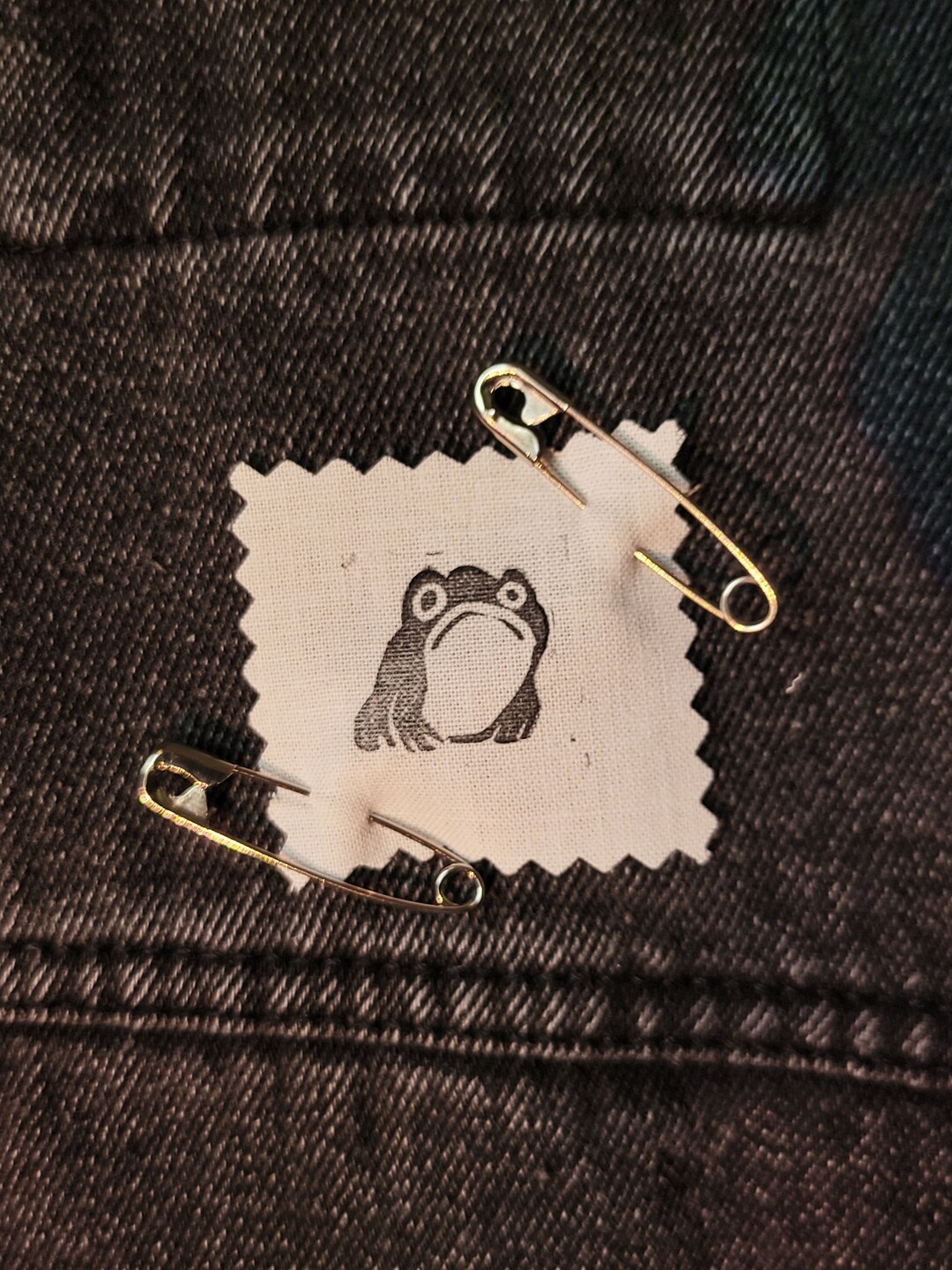 Distressed Frog Mini Sew-on Fabric Lino Print Frog Patch - Etsy