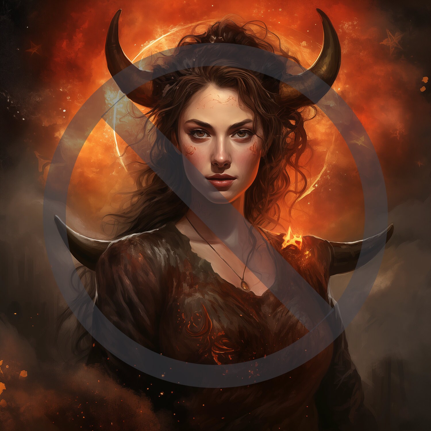 Taurus | Zodiac | Star Sign | Female Figure | Oil Painting Print | Wall ...
