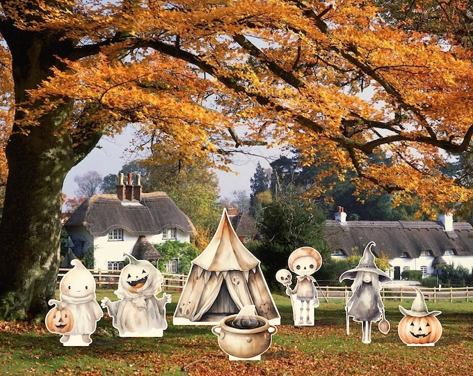 Haunted Carnival Signs Withtents and Friendly Spooky Creatures ...