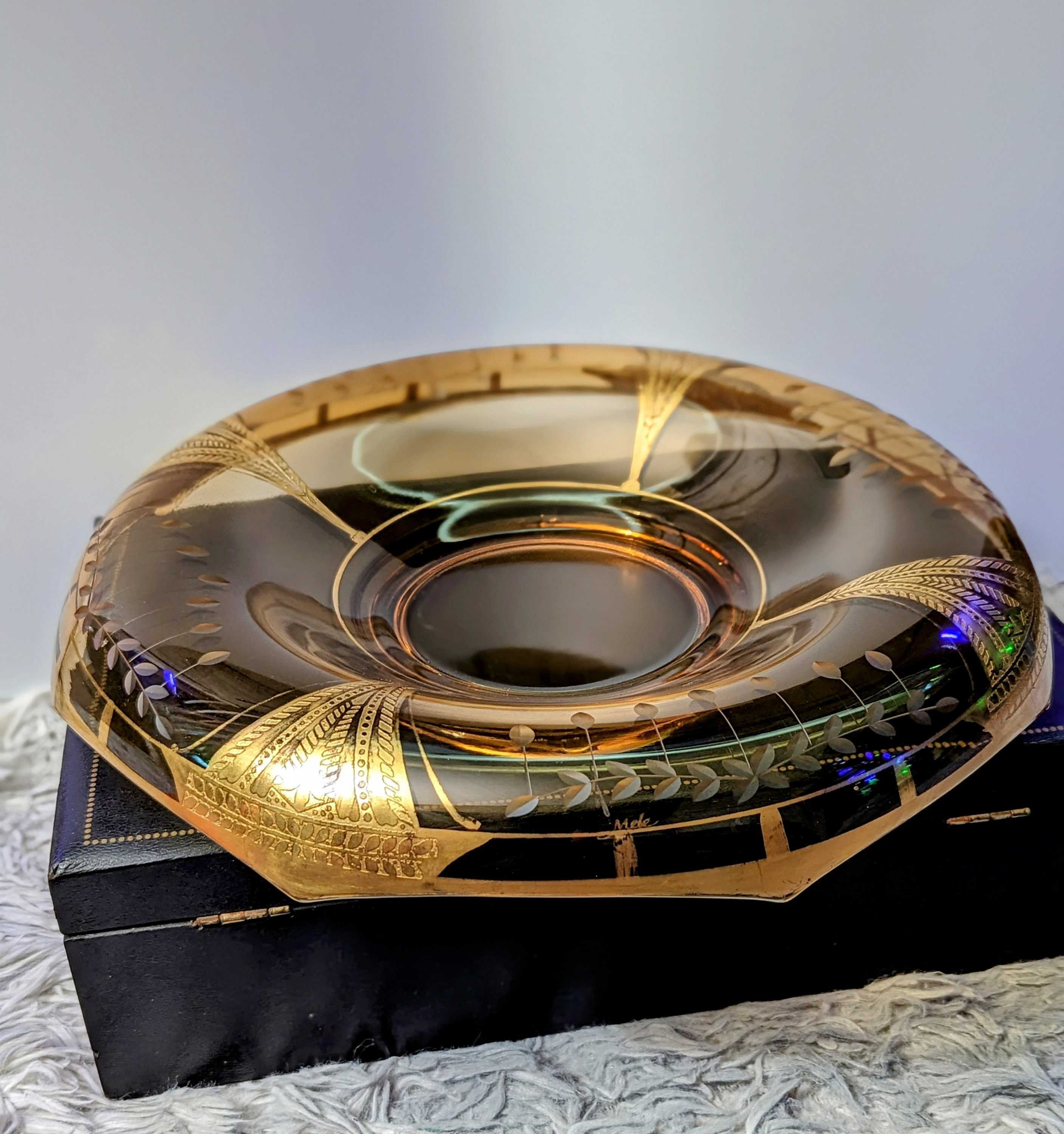 Vintage Amber Uranium Glass Console Bowl - Etsy