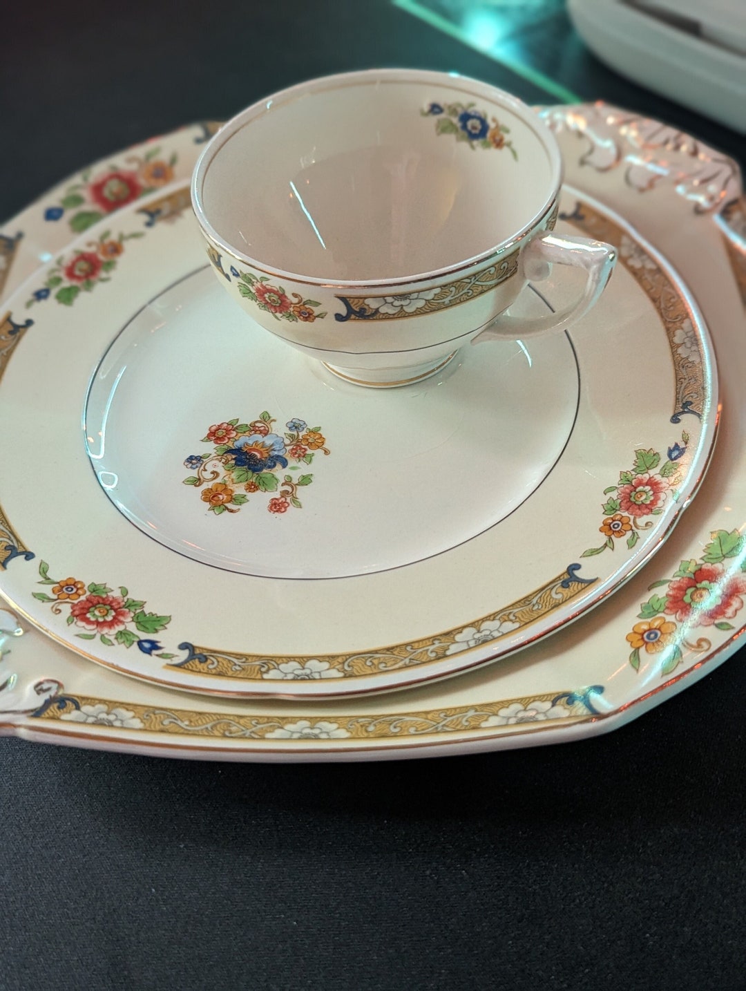 Radioactive Ivory Ceramic Tea Cup Lunch Set for One 3 Pieces Uranium ...