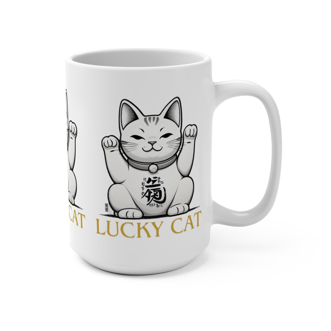 Lucky Cat Maneki Neko 15oz - Kawaii- Funny - Cat Lover Gift- Quirky ...