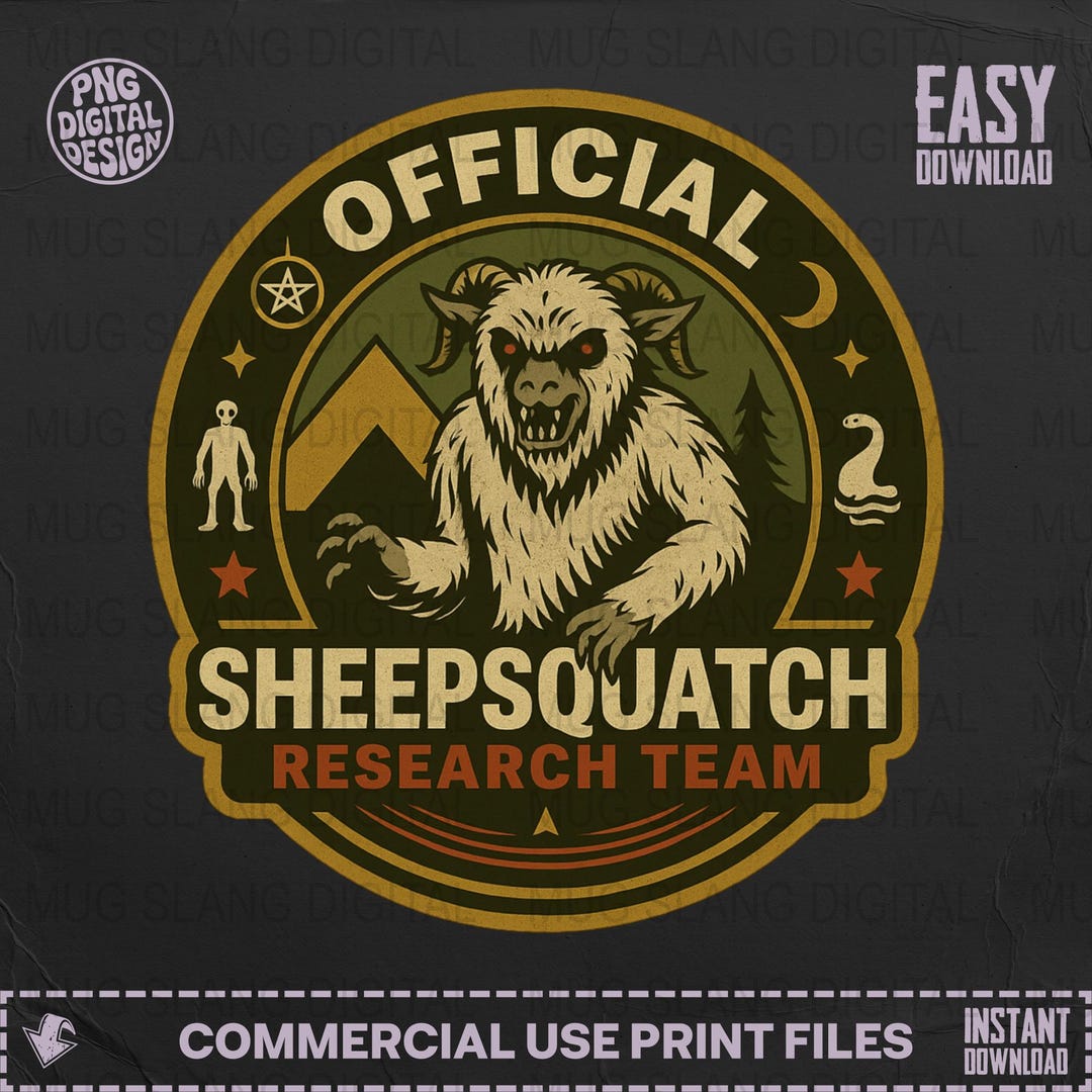 Sheepsquatch Research Team Badge, Cryptid Monster Graphic (digital ...
