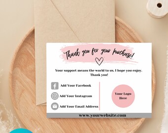 Digital Thank You Business Card Template, Thank You Card Templates, DIY ...