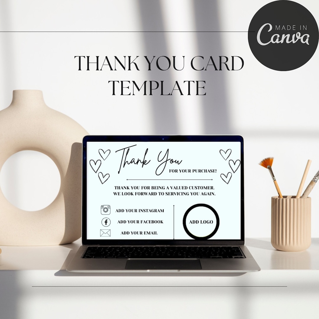 Digital Thank You Business Card Template, Thank You Card Templates, DIY ...