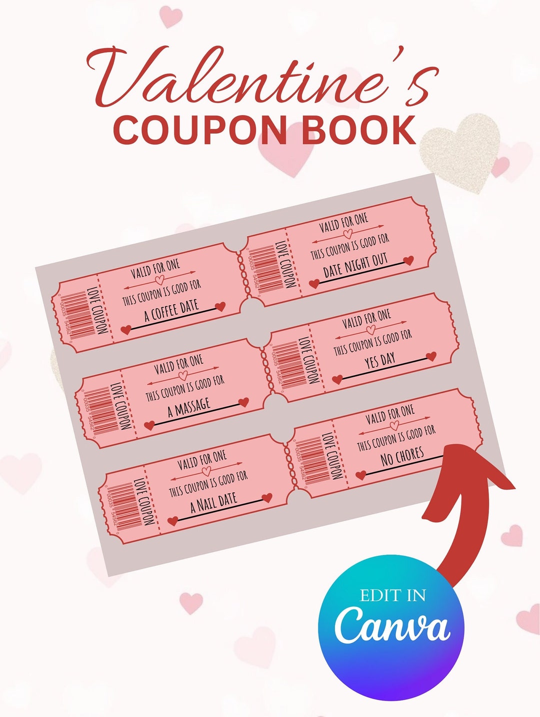 Customizable Love Coupons, Valentines Day Gifts, Printable Coupons ...