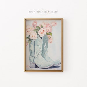 Cowgirl Decor Cowgirl Boot Print Retro Western Print Pink Coquette Room ...