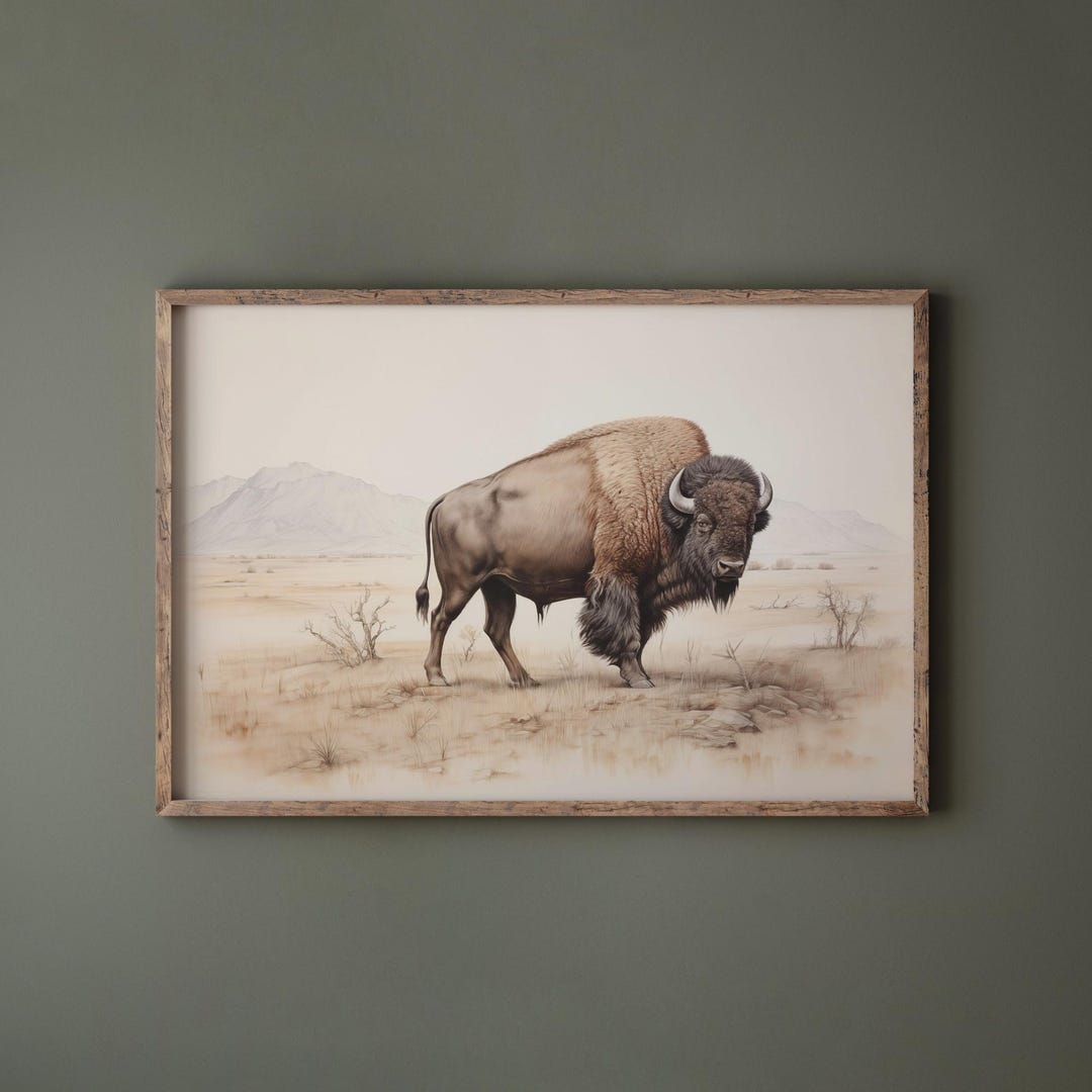Vintage American Bison Wall Art | Large Western Wall Art | Antique ...