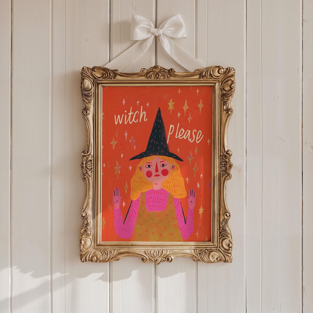 Witch Please Barbiecore Wall Art Funny Halloween Print Girly Witchcore ...