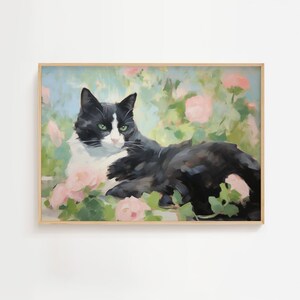 Vintage Tuxedo Cat Wall Art Tuxedo Cat Gifts Claude Monet Inspired ...