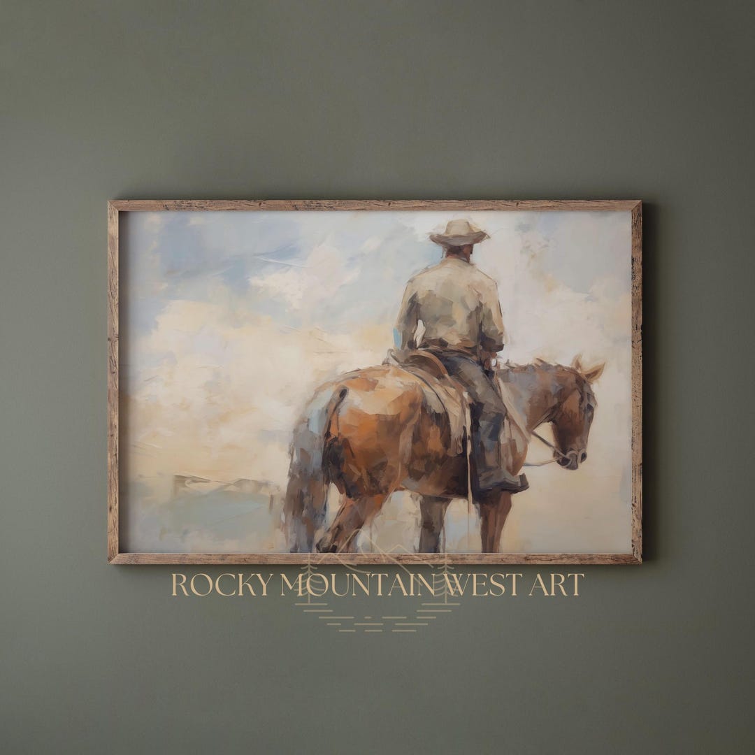 Rustic Farmhouse Wall Art | Western Cowboy Painting | Modern Western ...