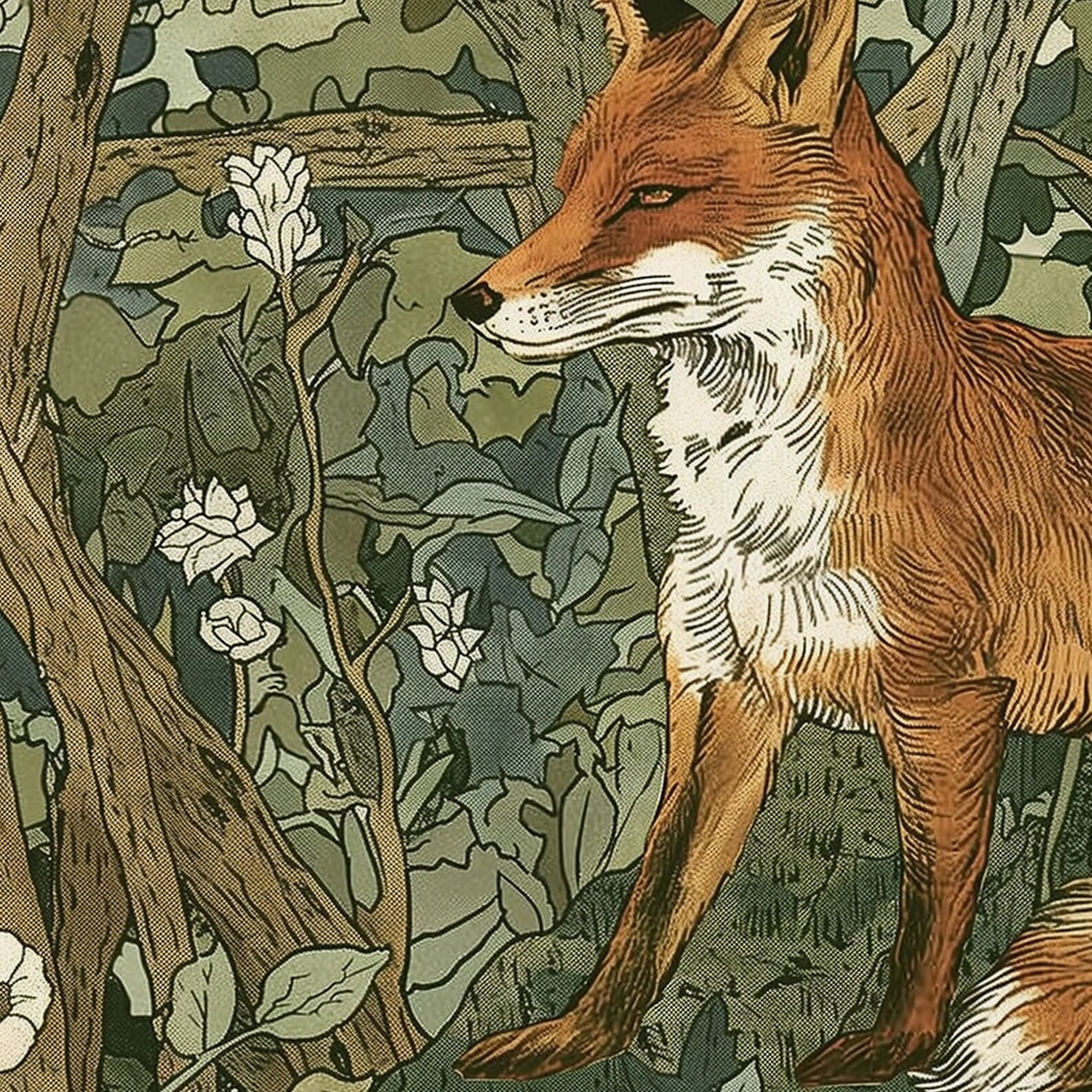 William Morris Fox Print | William Morris Art | Sage Green Wall Art ...
