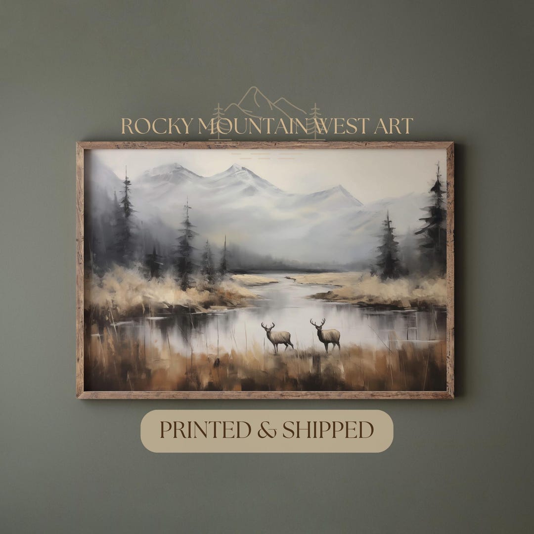Vintage Deer Wall Art | Deer Painting | Rustic Deer Print |woodland ...