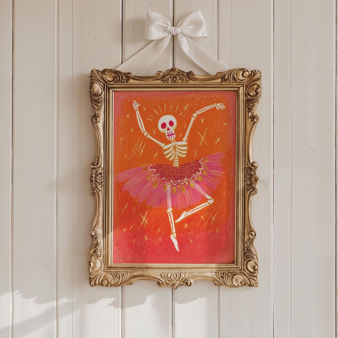 Dancing Skeleton Ballerina Wall Art Ballet Skeleton Print Funny ...