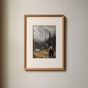 Rustic Brown Grizzly Bear Wall Art | Dark Forest Wall Art | Rustic ...
