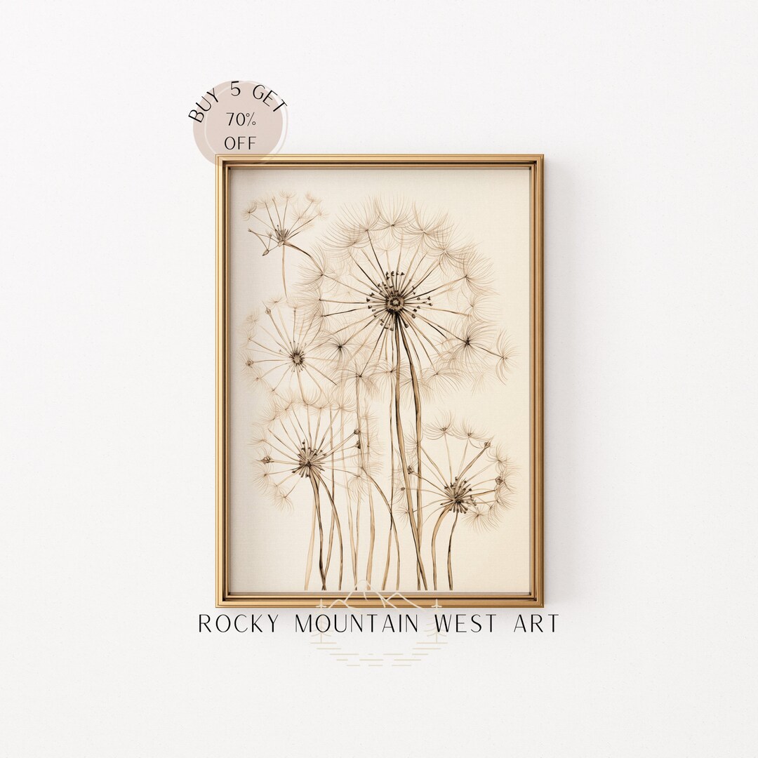 Boho Minimalist Dandelion Wall Art Vintage Dandelion Prints Minimalist ...