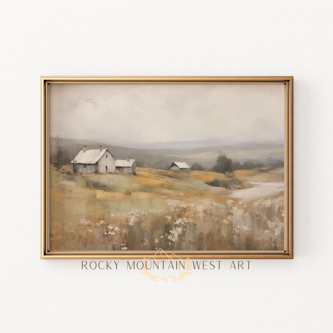 Rustic English Countryside Landscape Wall Art | Vintage Autumn Wall Art ...