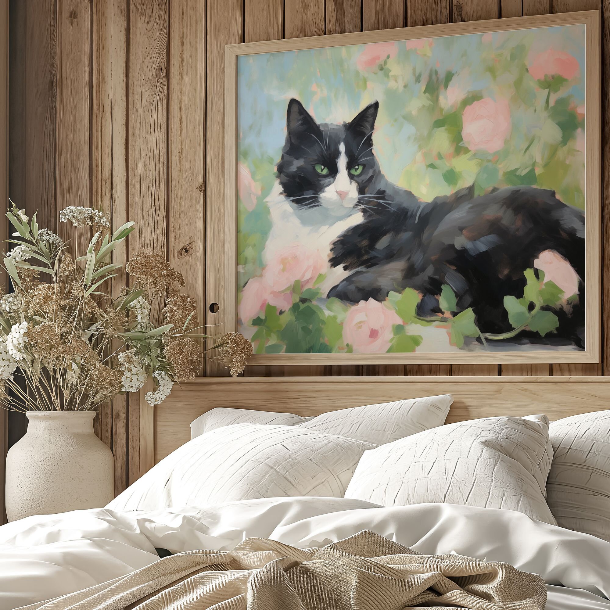 Vintage Tuxedo Cat Wall Art Tuxedo Cat Gifts Claude Monet Inspired ...