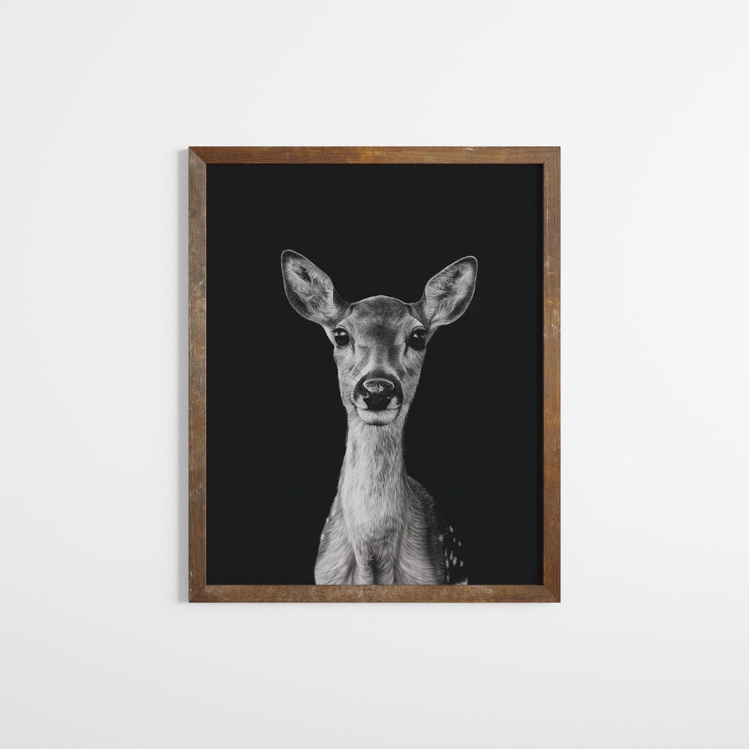 Rustic Christmas Deer Wall Art Woodland Animal Print Rustic Deer Print ...