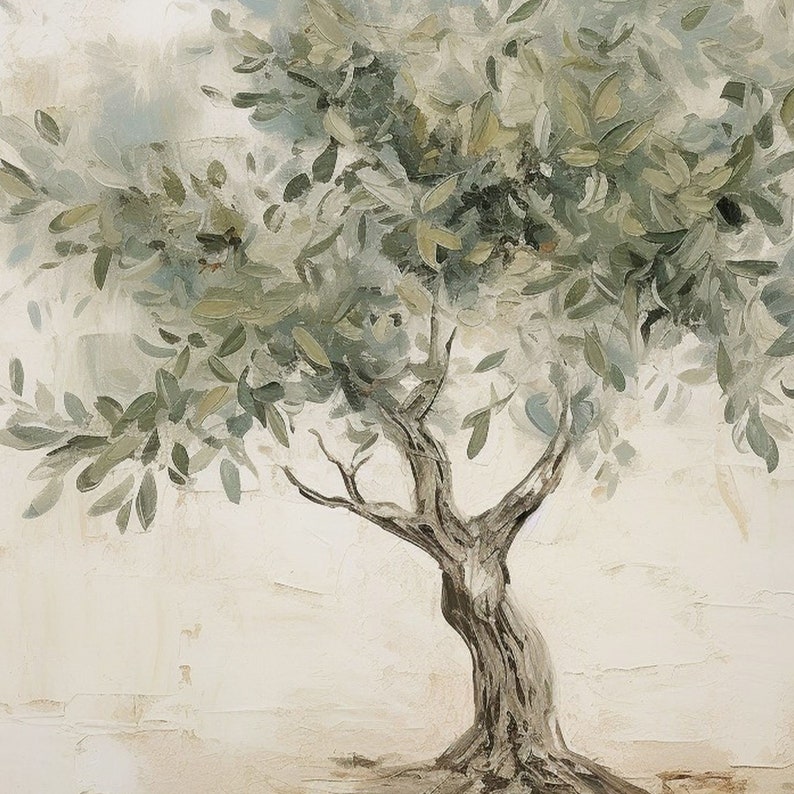 Vintage Olive Tree Wall Art Rustic Mediterranean Wall Art Sage Green ...