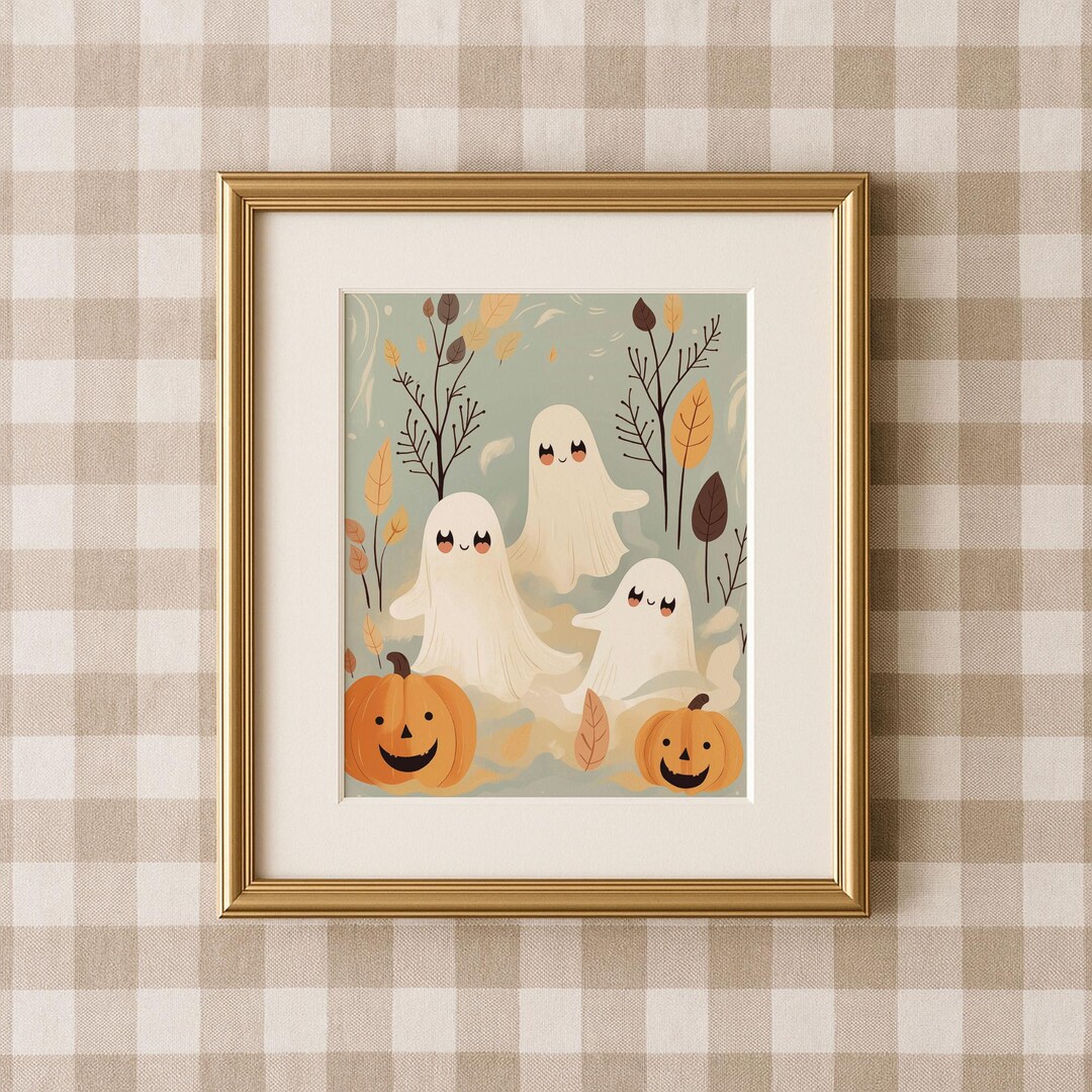 Vintage Cute Ghost Wall Wart Cute Pumpkin Wall Art Autumn Wall Art Fall ...