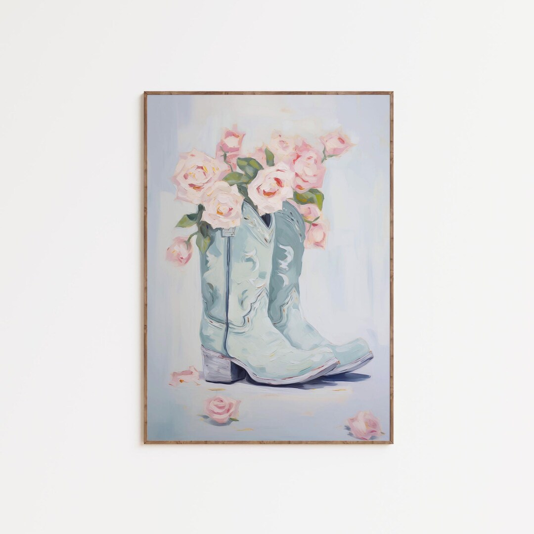 Cowgirl Decor | Cowgirl Boot Print | Retro Western Print | Pink ...
