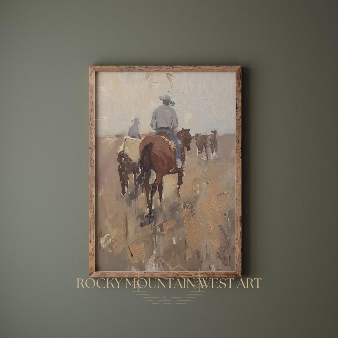 Rustic Western Print | Rustic Western Room Decor |vintage Cowboy Oil ...