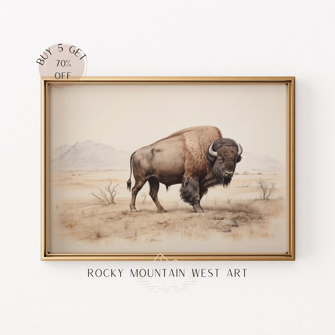 Vintage American Bison Wall Art Large Western Wall Art Antique Western ...